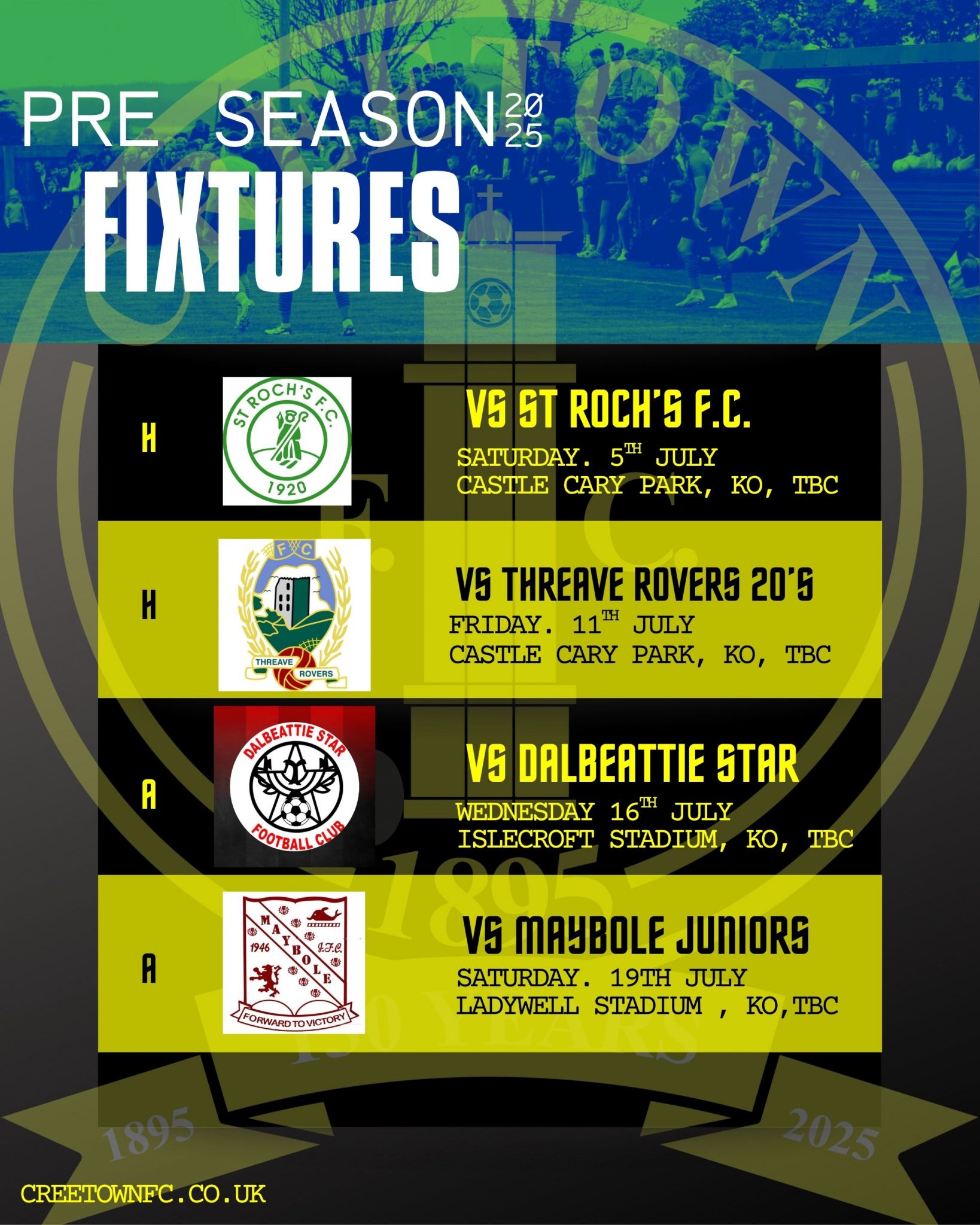 Pre Season Fixture’s – Creetown Football Club